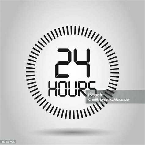 플랫 스타일의 24 시간 시계 기호 아이콘 고립 된 배경에 24 시간 오픈 벡터 그림 시간표 비즈니스 개념입니다 24에 대한