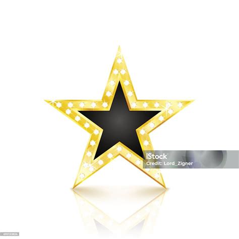 Ilustración De Estrella De Oro Con Diamantes Sobre Fondo Blanco