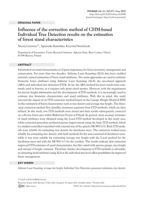 pdf influence of the correction method of chm−based individual tree