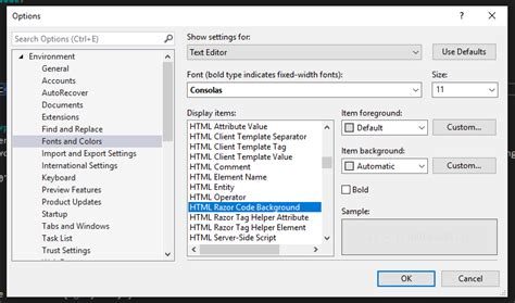 Q Blazor How Can I Change Background Color Of Razor Syntax In VS2019