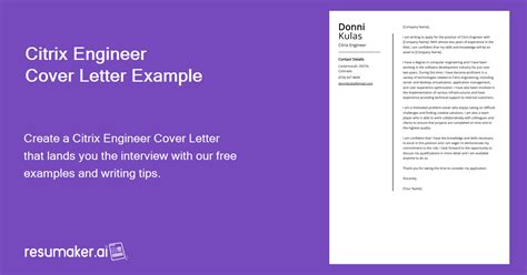 Citrix Engineer Cover Letter Example Free Guide