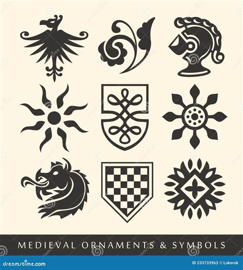 Símbolos E Ornamentos Medievais Definidos Ilustração Do Vetor
