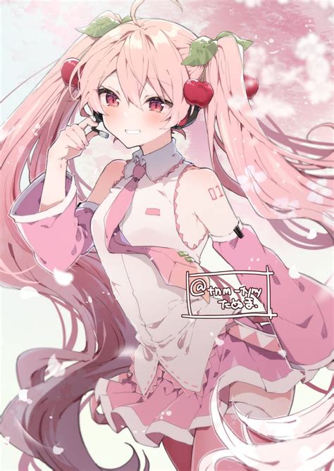 初音ミク 桜ミク 「」池内たぬま🍣のイラスト