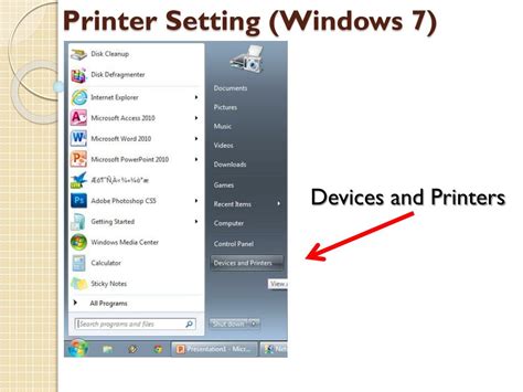 PPT Printer Setting Windows PowerPoint Presentation Free Download ID