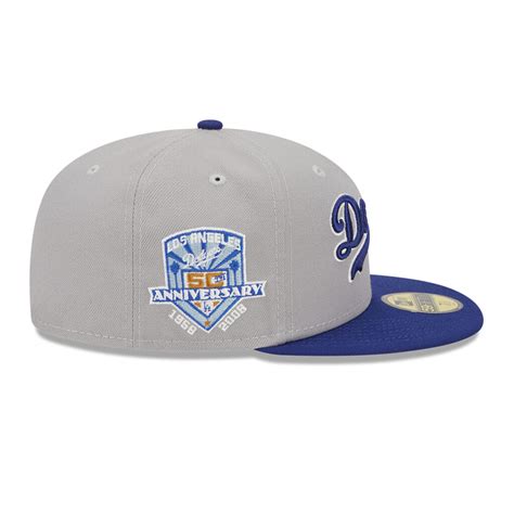 New Era 59fifty Los Angeles Dodgers Retro Script Fitted Hat Grey Dark