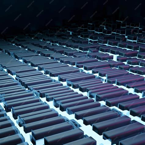 Premium Photo 3d Rendering Of Glowing Blue Brick Wall And Undulating