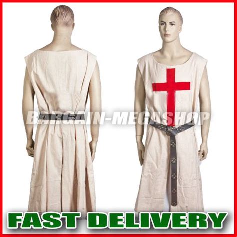 Rnaissance Tudor Medieval Crusader Red Cross Tunic Tabard Robe Larp