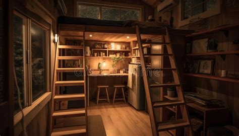 Rustic Bookshelf Adds Elegance To Modern Home Generated By Ai Stock