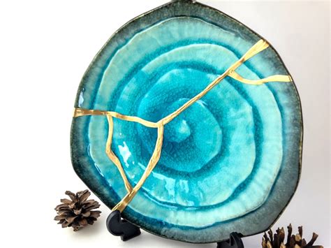 Kintsugi Blue Bronze Large Etsy