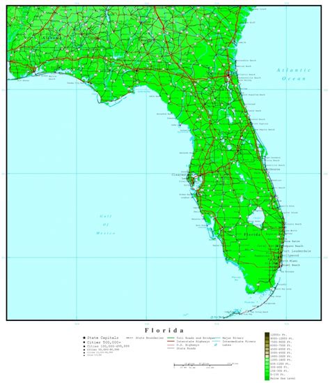Florida Elevation Map By County Printable Maps