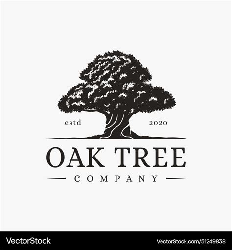 Vintage Tree Of Life Logo Old Big Oak Tree Logo V Vector Image