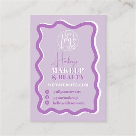 Retro Purple Curve Squiggle Wavy Makeup Beauty Business Card Zazzle