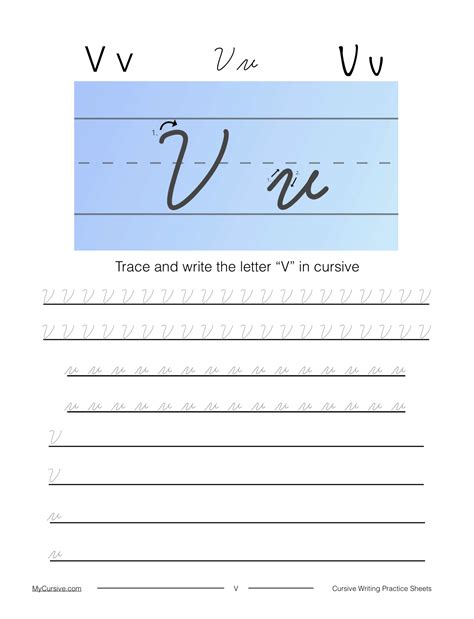 Cursive V Full Tutorial And Worksheet