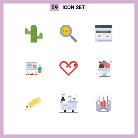 9 Thematic Vector Flat Colors And Editable Symbols Of Statistics Marketing Interface Graph