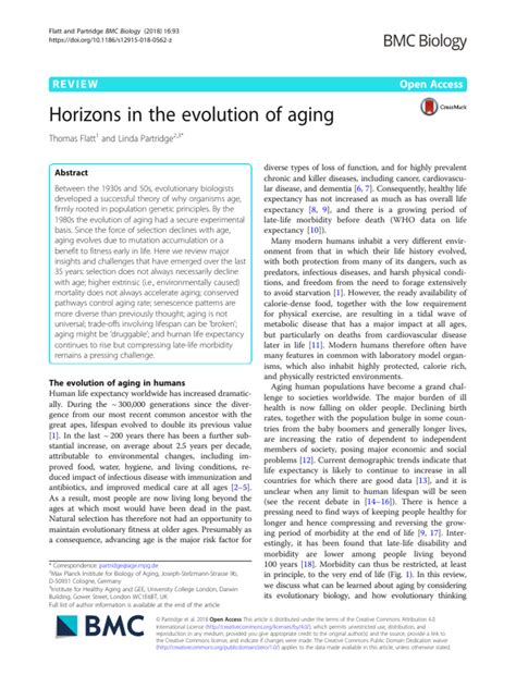 Horizons In The Evolution Of Aging Review Open Access Pdf