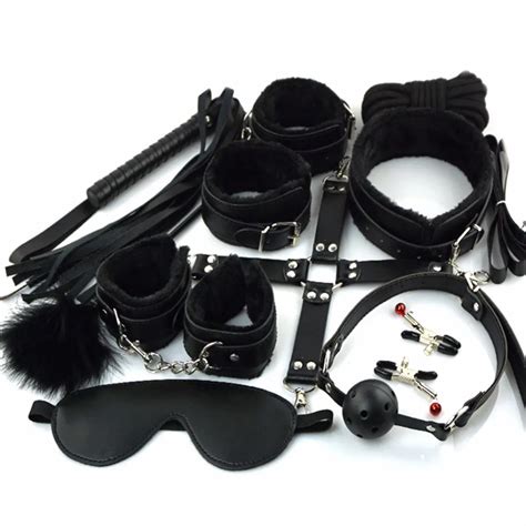10 Pcs Set Sexy Lingerie Pu Leather Bdsm Sex Bondage Restraints Set