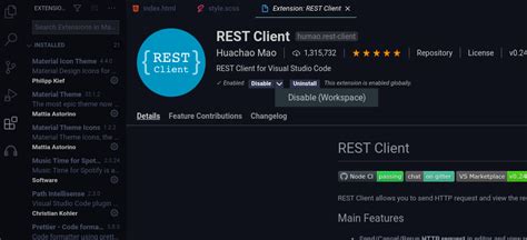 vs code disable certain extensions for a specific subdirectory of a