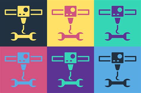 팝 아트 3d 프린터 렌치 스패너 아이콘은 컬러 배경에 고립되어 있습니다 3d 프린팅 벡터 3차원 형태에 대한 스톡 벡터 아트 및 기타 이미지 Istock