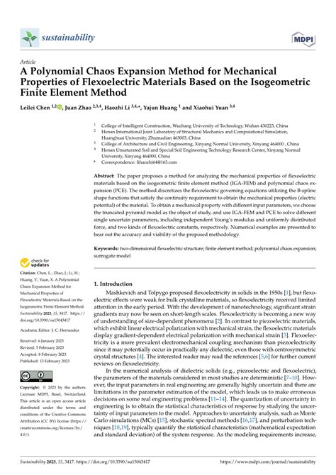 PDF A Polynomial Chaos Expansion Method For Mechanical Properties Of