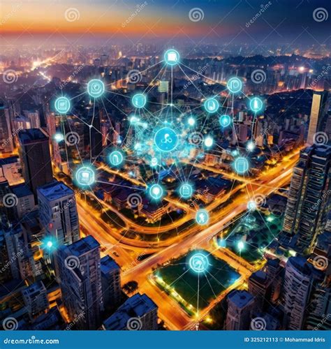The Abstract Visual Image Wireless Communication Network Smart City And Internet Of Things
