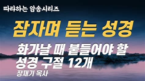 따라하는 묵상시리즈 15 화가 났을 때 붙들어야 할 성경 구절 12개 잠자며 듣는 성경 1구절 3회반복 1회 13분 장재기 목사 마음에 닫는 구절을 남겨
