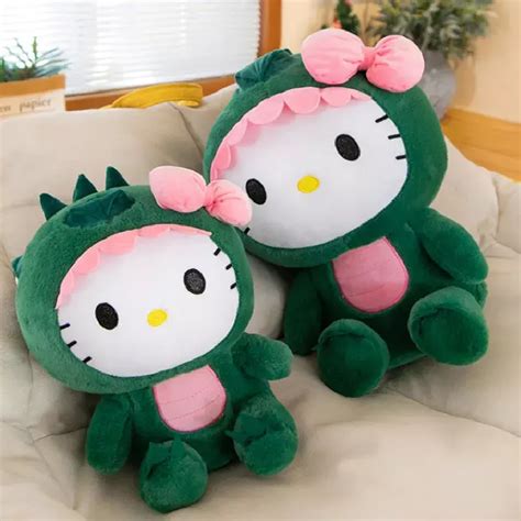 355065cm New Anime Sanrio Kawaii Dinosaurs Hello Kitty Plush Toys