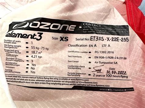 Ozone Element 3 55~75kg 2022年 7時間 Parajapanjp