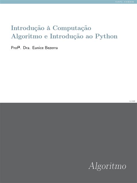 Introdução À Computação Algoritmo E Introdução Ao Python Pdf