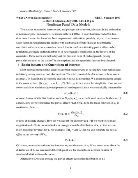 Pdf Nonlinear Panel Data Models