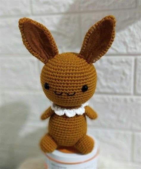 Cute Handmade Pokemon Eevee Amigurumi Crochet Plushie 20cm 7 5 Toys