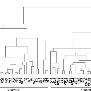Dendrogram Obtained By Cluster Analysis Quadratic Euclidean Distance