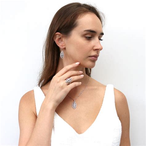 Sterling Silver Navette Art Deco Cz Fish Hook Dangle Earrings E1744 01