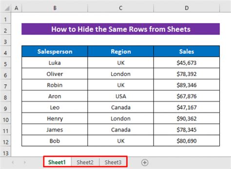 How To Hide The Same Rows Across Multiple Excel Worksheets