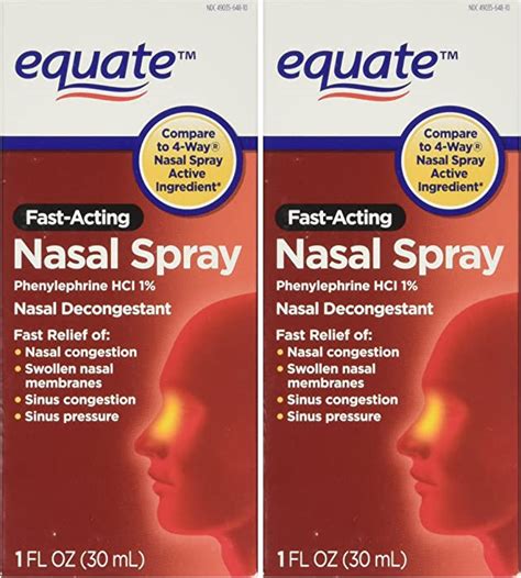 Equate Nasal Four Phenylephrine Hydrochloride Decongestant Spray 2 Pack