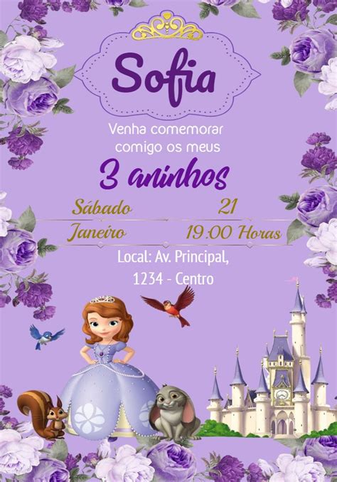 Convite Aniversário Princesa Sofia Aniversário Princesa Sofia Aniversario Princesa Princesa