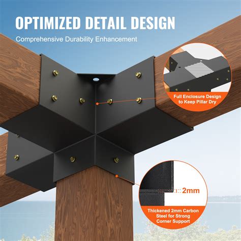 Vevor Pergola Bracket Kit 101x101mm 2pcs 4 Way Heavy Duty Corner