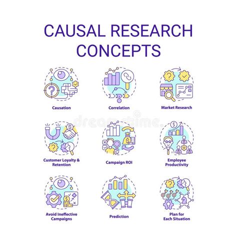 Causal Research Concept Icons Set Stock Vector Illustration Of