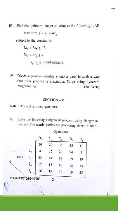 Optimization Techniques Question Paper Sem 3 Msc Mathematics 2023
