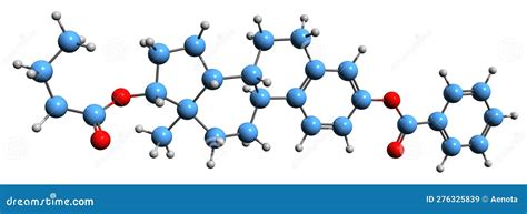 3d Image Of Estradiol Benzoate Butyrate Skeletal Formula Royalty Free