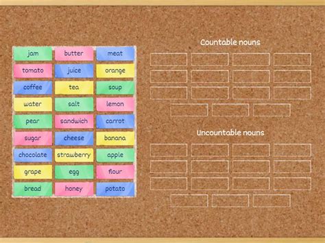 Countable Uncountable nouns Food 按組排序