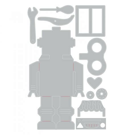Sizzix Thinlits Dies 50s Robot Georgie Evans 11pcs 663315 Golden Shop