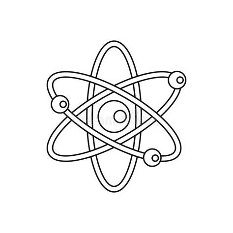 Atom With Electrons Icon In Outline Style Stock Illustration