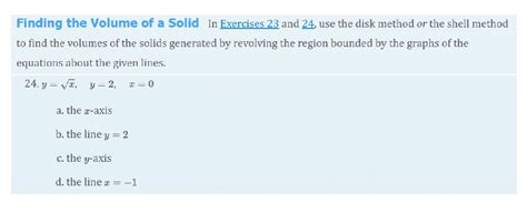 Solved Finding The Volume Of A Solid In Exercises And Chegg Com