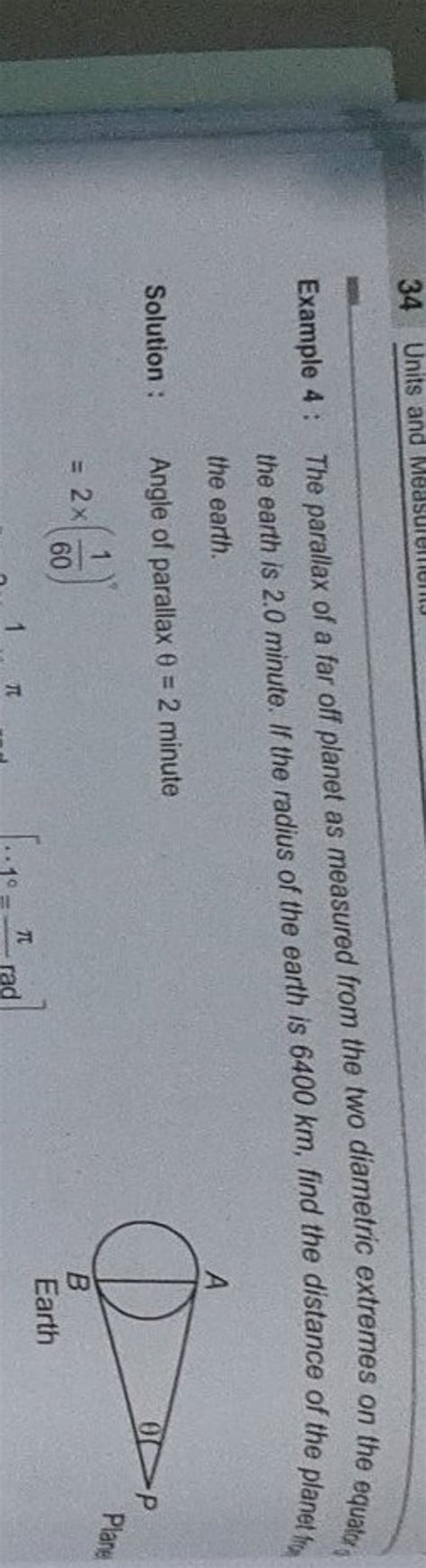 Example 4 The Parallax Of A Far Off Planet As Measured From The Two Diam