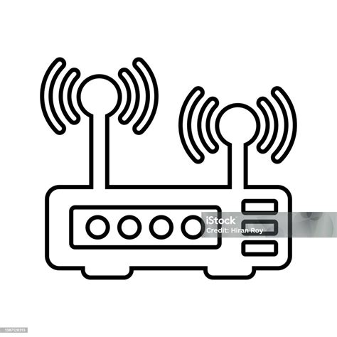Internet Router Netzwerkumrisssymbol Liniengrafikvektor Stock Vektor Art Und Mehr Bilder Von