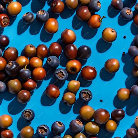 Sharp Detail Of Juniper Berries Against Bright Blue Background