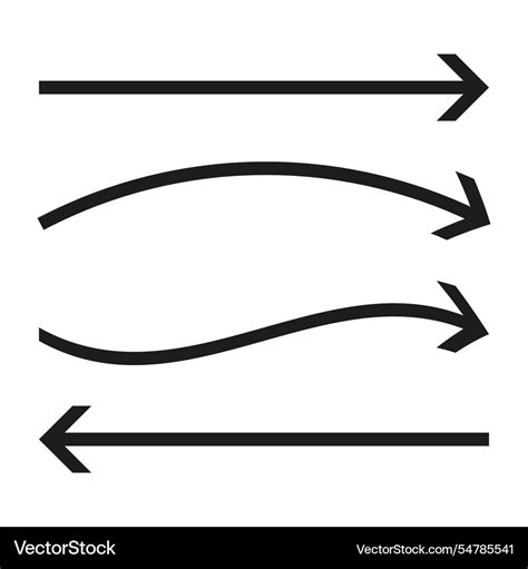 Arrow Movement Icon Direction Flow Symbol Wavy Vector Image