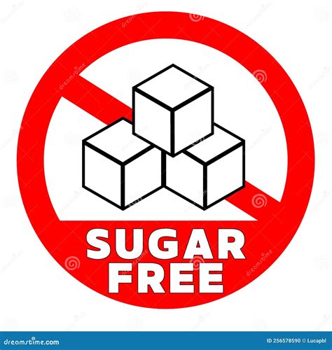 Sugar Free Information Food Label Sign With Ban Circle Silhouettes Of