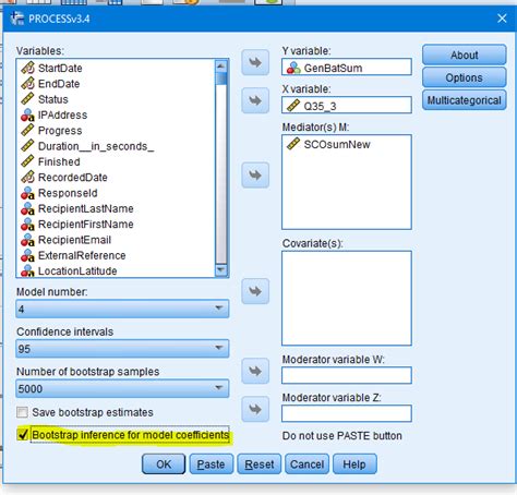 how should i use andrew f hayes mediation process in spss version 3 4