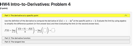 solved part 1 the derivative at a specific pointuse the